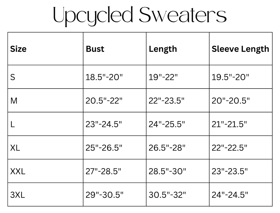 Size Chart – Modern Wanderer